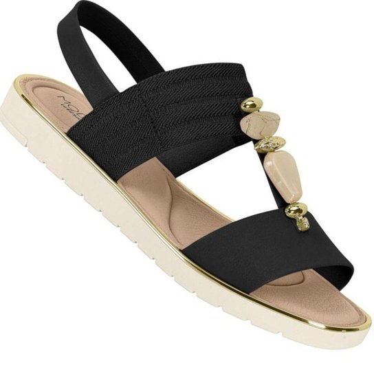 Sandália Modare Pedraria Feminina - Preto | Netshoes