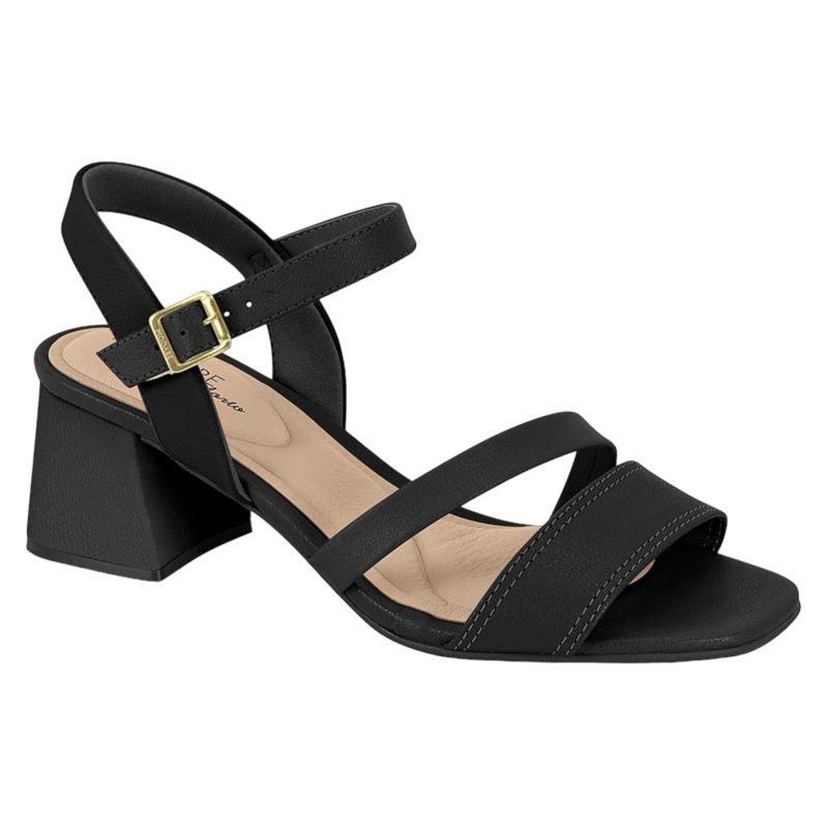 Sandália Modare Tricolor Salto Bloco Feminina - Preto | Netshoes