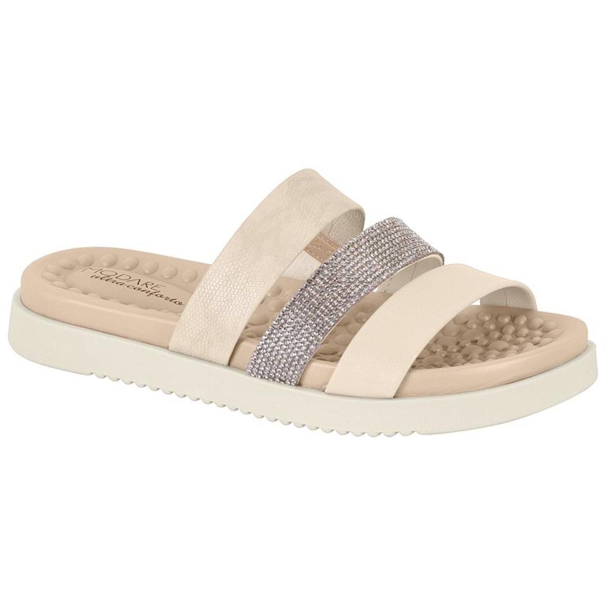 Sandalia Modare Ultra Conforto Ortopedica Feminina Papete - Creme ...
