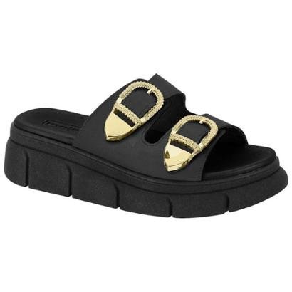 Sandalia Moleca Plataforma Feminina Fivelas Casual Conforto - Preto ...