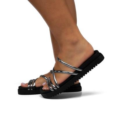 Sandalia Papete Feminina RRG Flatform Anatômica Leve Confortável Tiras ...