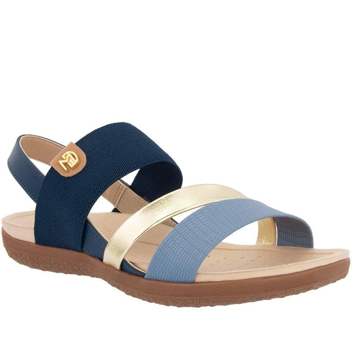 Sandália Papete Modare Ultraconforto Flatform Elástico Snake Metalizada ...