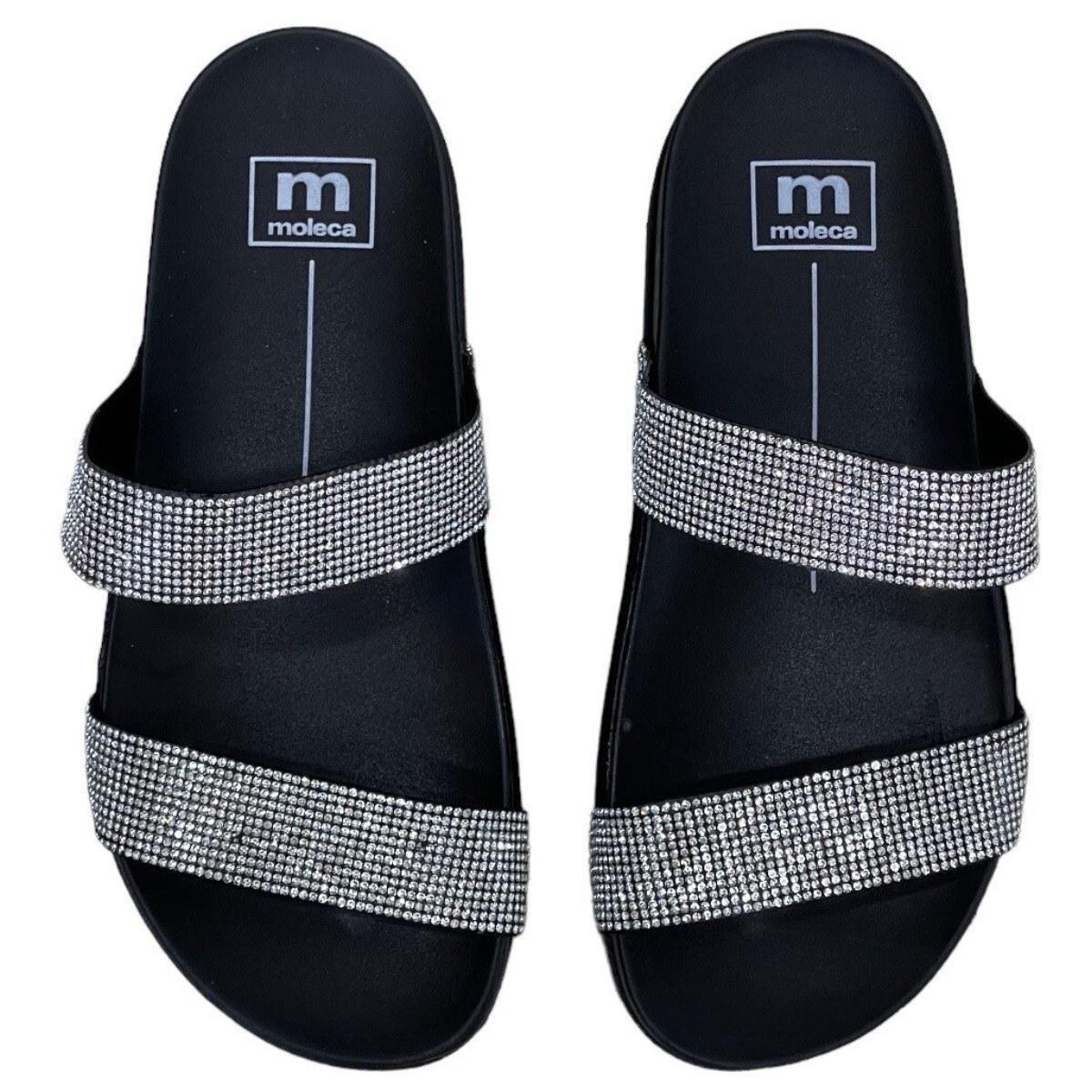 Sandalia Papete Moleca Feminina Plataforma Brilho Tiras - Preto | Netshoes