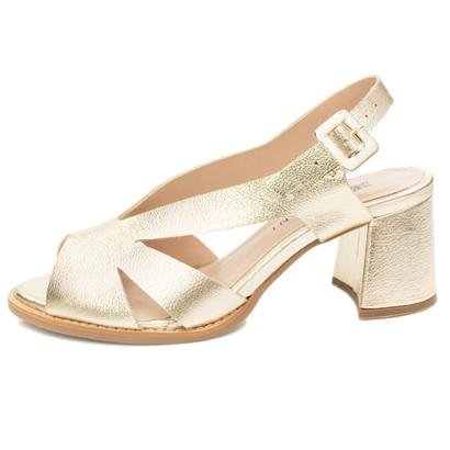 Sandália Pattini em Couro Recortes Ouro Light Dourado 39 - Dourado ...