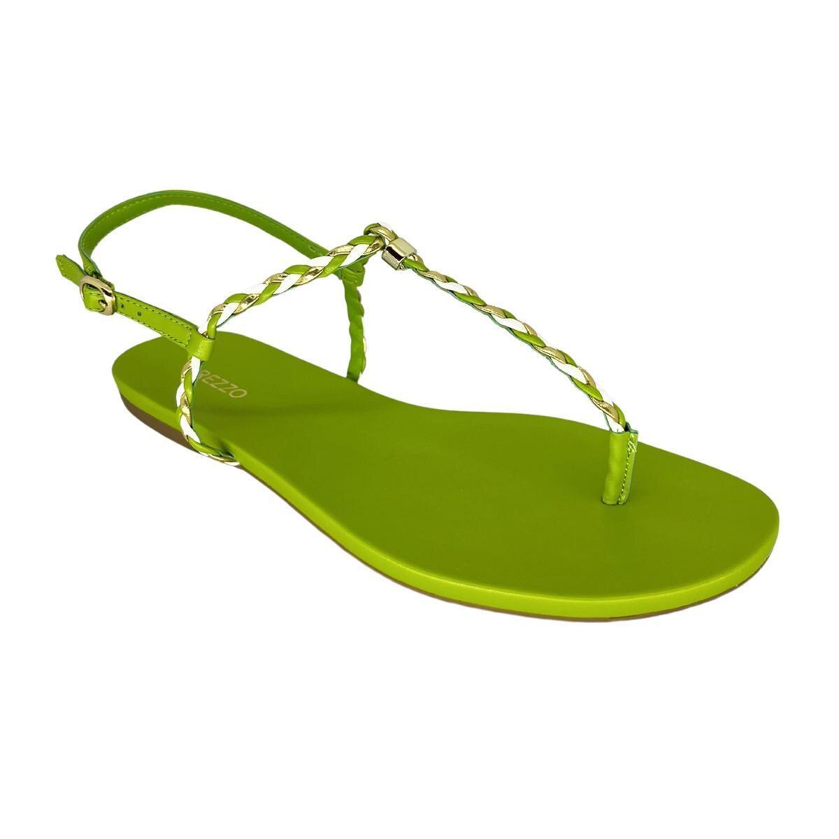 Sandália Rasteira Arezzo Slim tiras Trançadas Verde - Verde | Netshoes