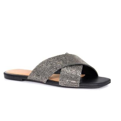 Sandália Rasteira Santinelli com Strass Feminina - Ref.: 1446-168 ...