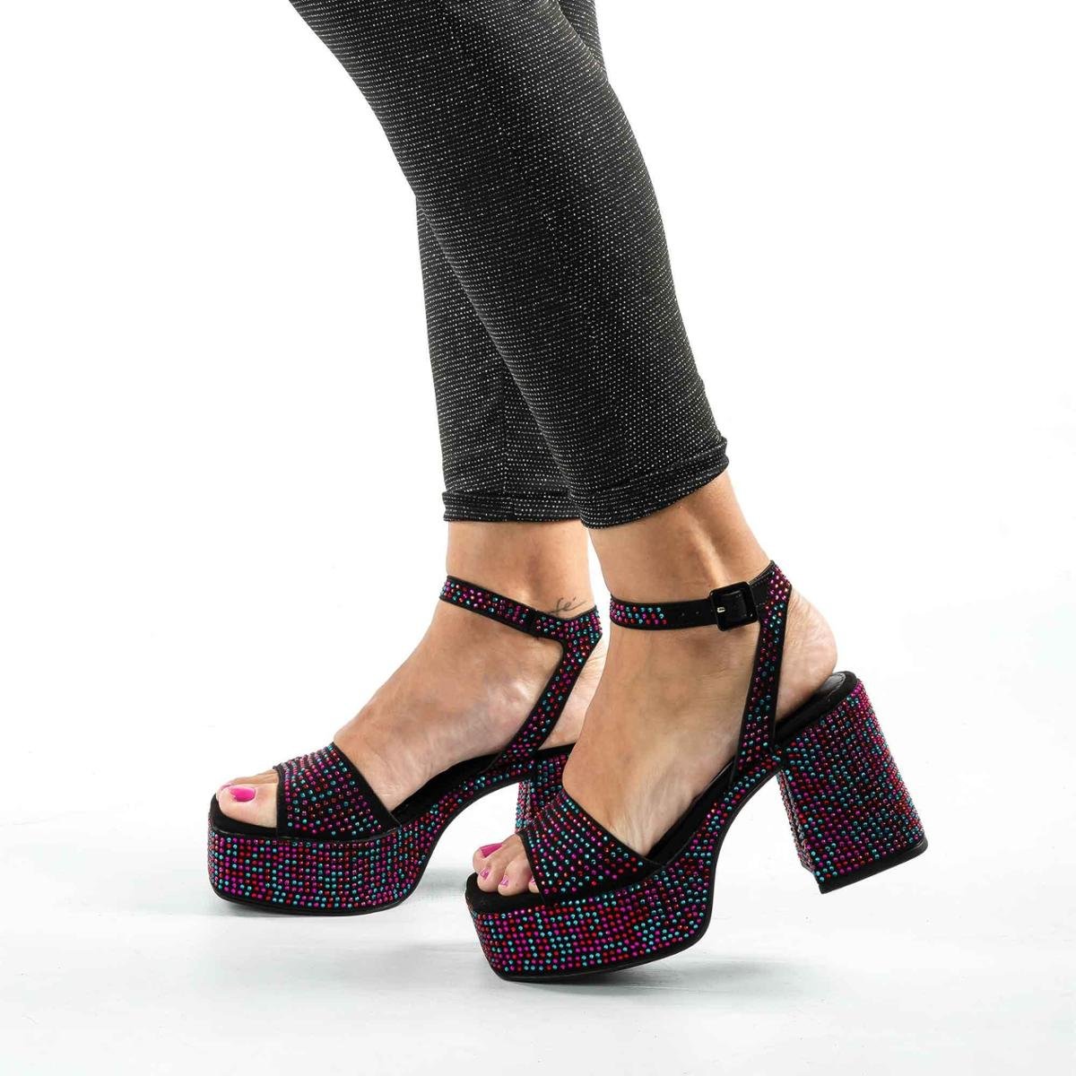 Sandália Salto Alto Hotfix Dominique - Preto | Netshoes