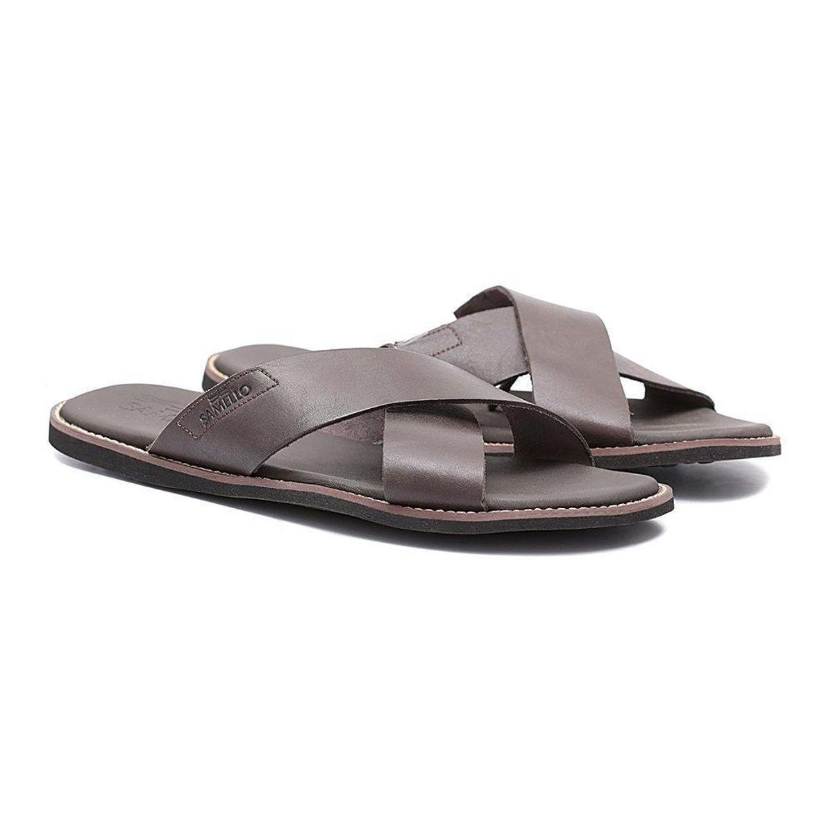 Sandalia Samello Agile Masculina Couro - Marrom | Netshoes