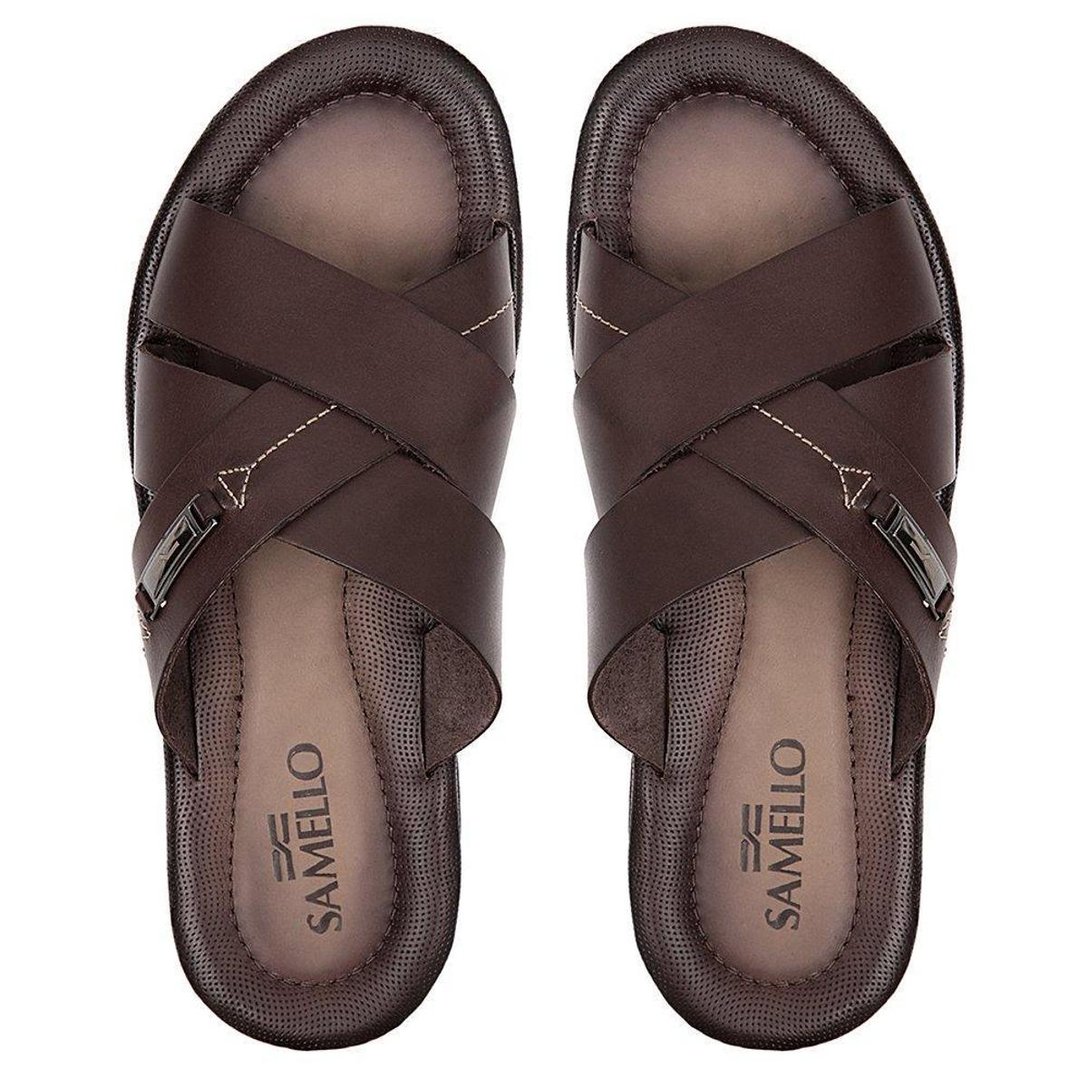 Sandalia Samello Yian Masculina Couro - Café | Netshoes