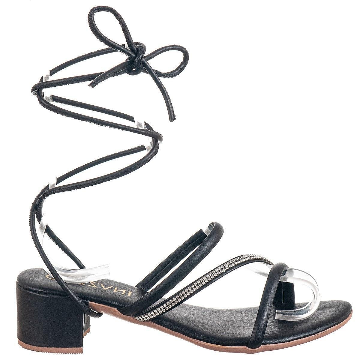 Sandalia Strass Moda Gladiadora ou Salto 2 em 1 Promo - Preto | Netshoes