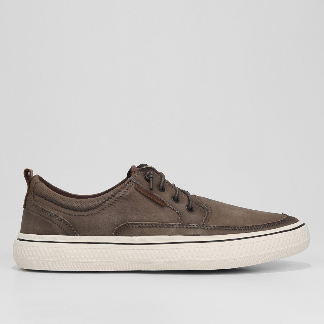 Sapatênis Couro Democrata Denim Fender Masculino - Cinza | Netshoes