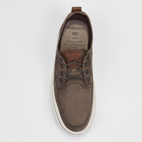 Sapatênis Couro Democrata Denim Fender Masculino - Cinza | Netshoes