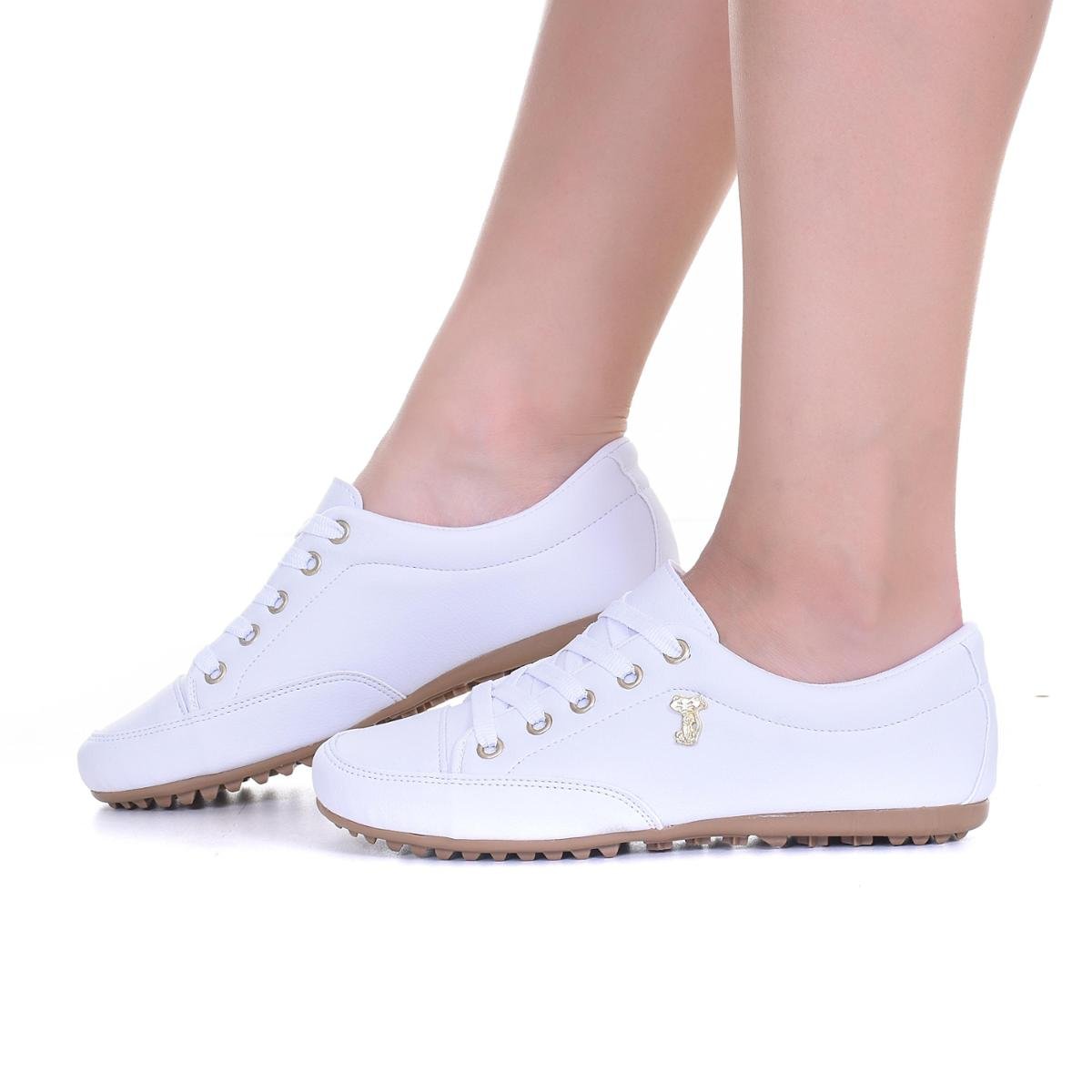 Sapatênis Couro Sintético Cor Mod. 400 - Branco | Netshoes