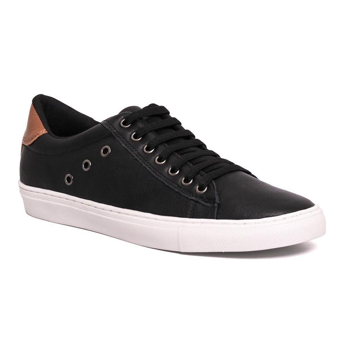 Sapatenis masculino em couro legitimo R234 casual conforto cadarço ...