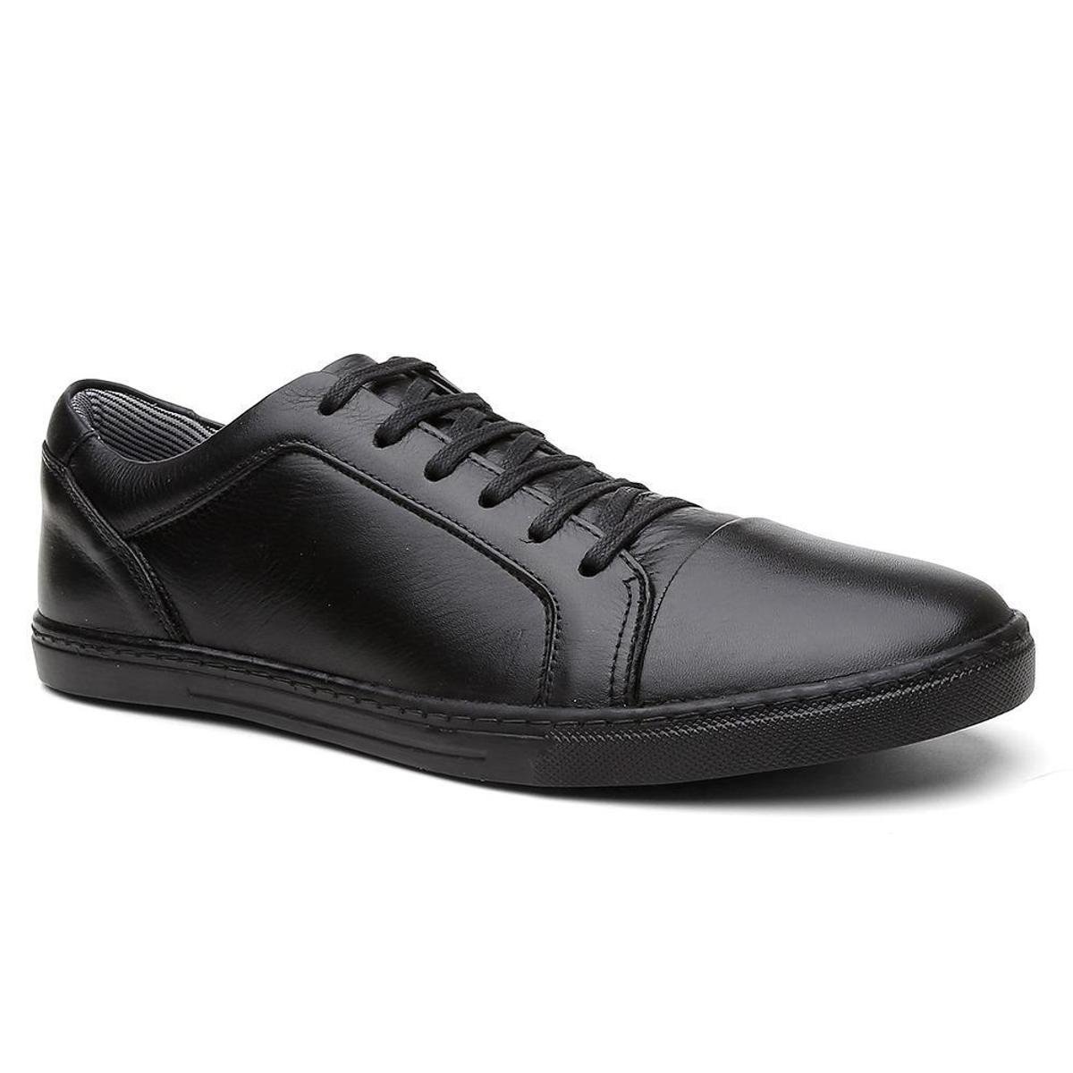 Sapatênis Masculino em Couro - Preto | Netshoes