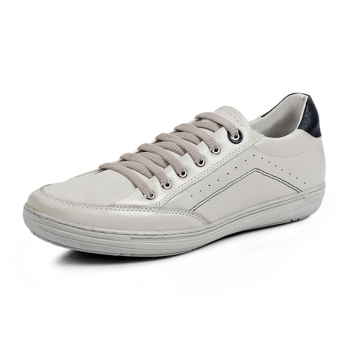 Sapatênis Tênis Couro Fecho Elástico Linha Conforto Damasco Reverso ...