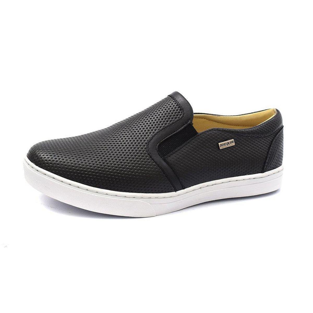 Sapatênis Tênis Iate Casual Slip On Couro Perfurado Acrux Gshoes - 1143 - - Preto | Netshoes