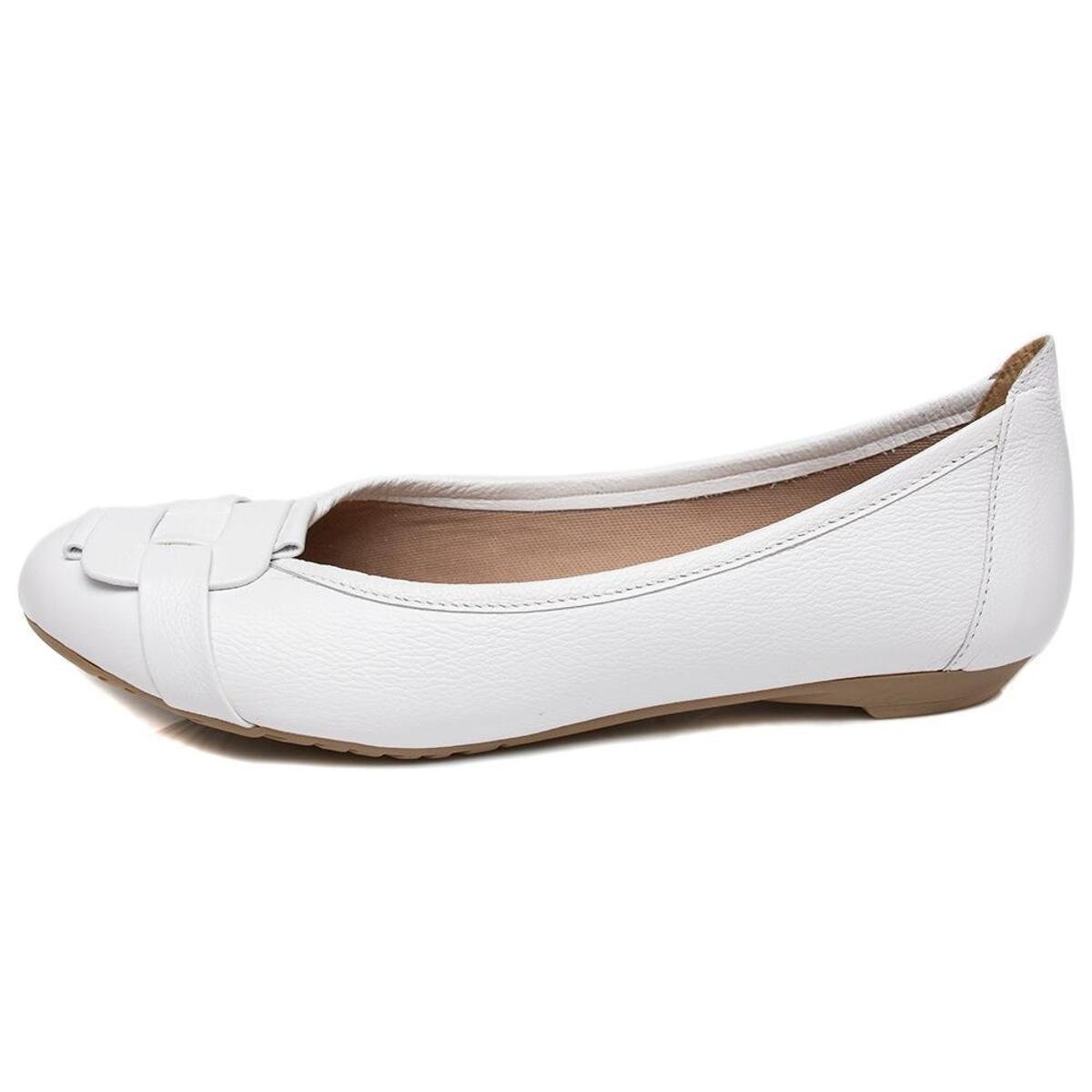 Sapatilha Pattini em Couro Bico Redondo Branco 38 - Branco | Netshoes