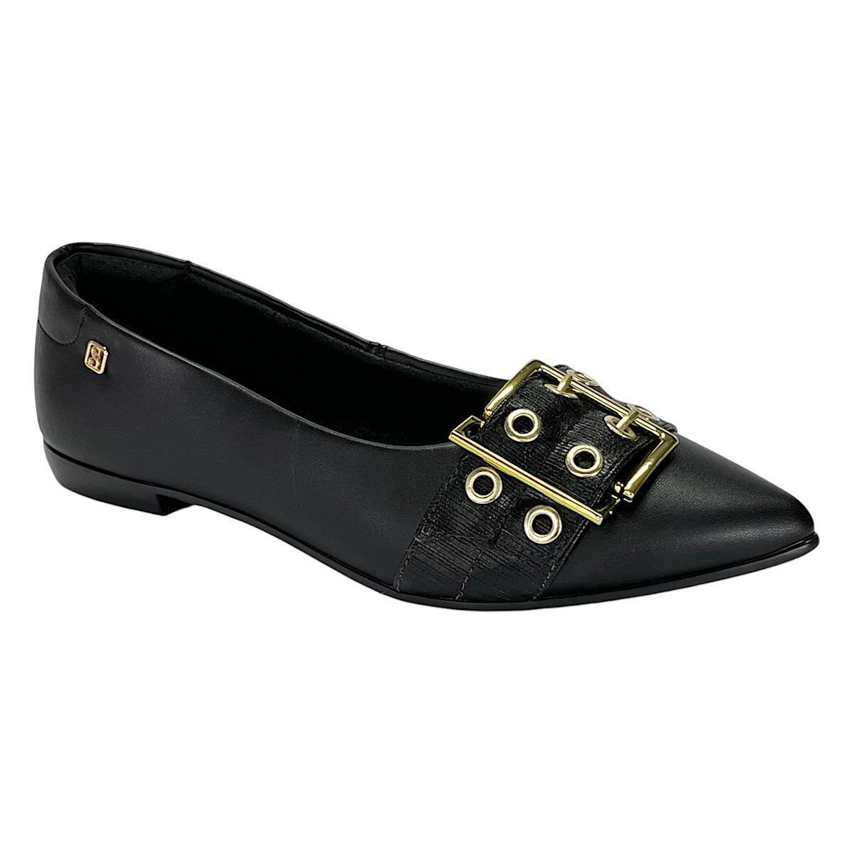 Sapatilha Santinelli Bico Fino Fivela 1266-758 Preto - Preto | Netshoes