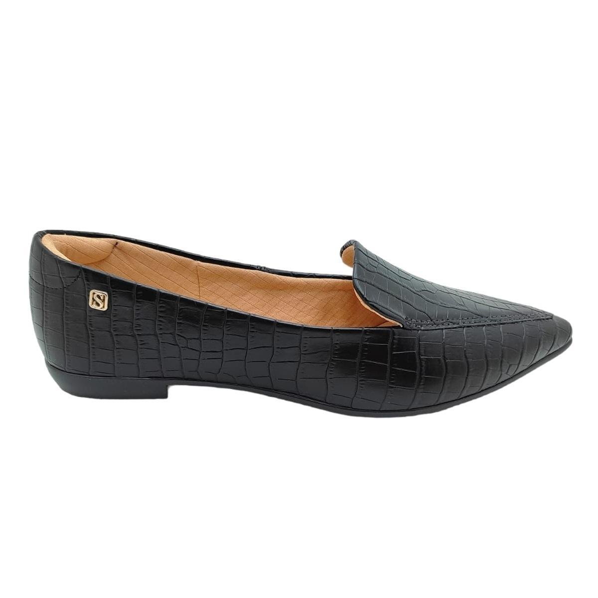Sapatilha Santinelli Feminina Bico Fino Cobra - Preto | Netshoes