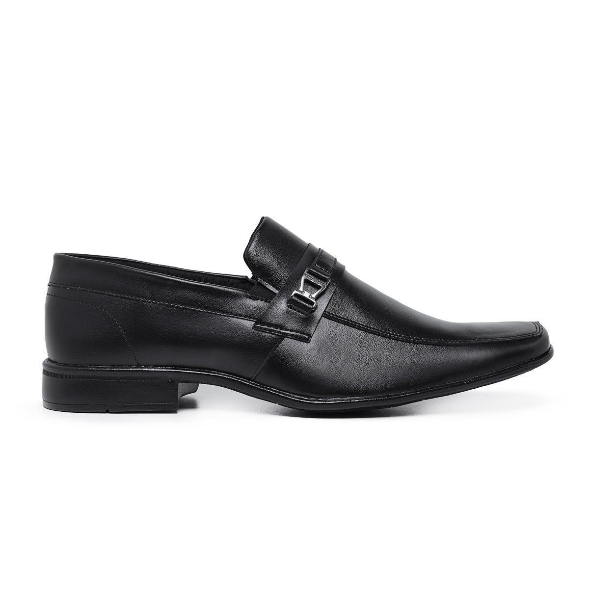 Sapato Bico Fino Social Masculino Com Fivela S Cadarço Couro Sintético ...