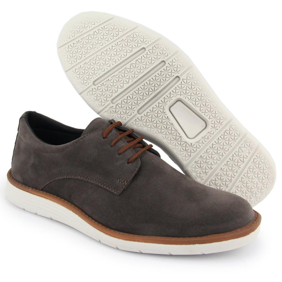 Sapato Casual Masculino Loafer Couro Estilo Brogue Oxford - - Cinza ...