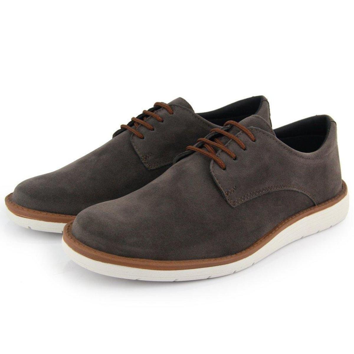 Sapato Casual Social Oxford - Camurça - Cinza | Netshoes
