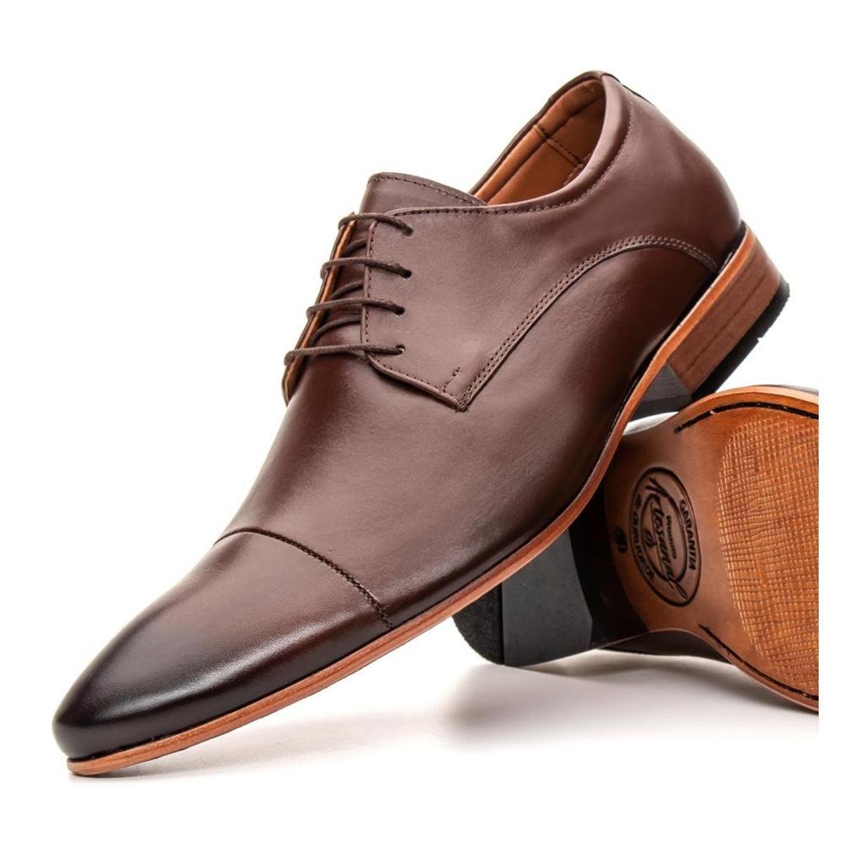 Sapato Em Couro Estilo Italiano Social Masculino Feito à Mão - Marrom ...