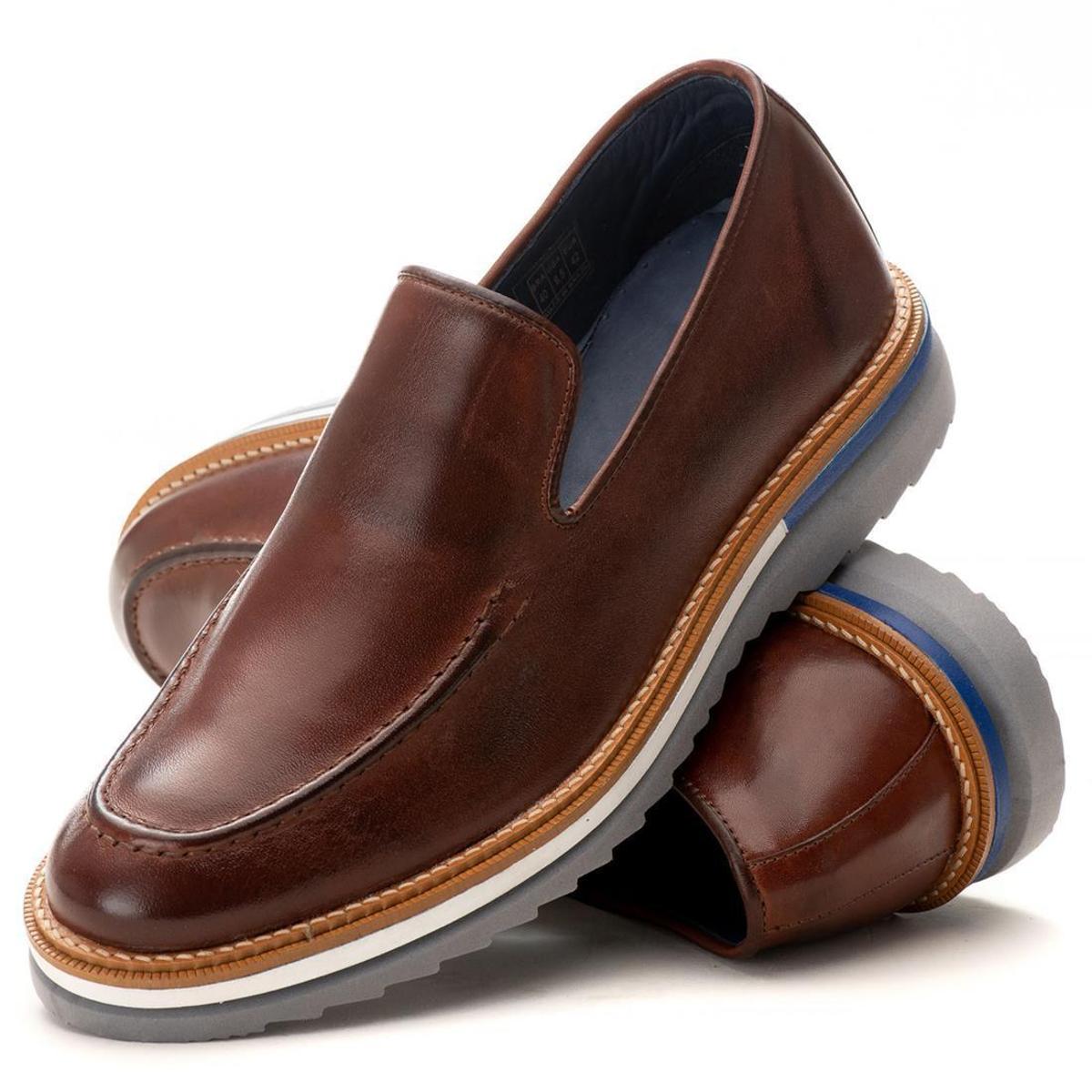 Sapato Iate Loafer Premium de Luxo Tratorado Couro Legítimo - Marrom ...