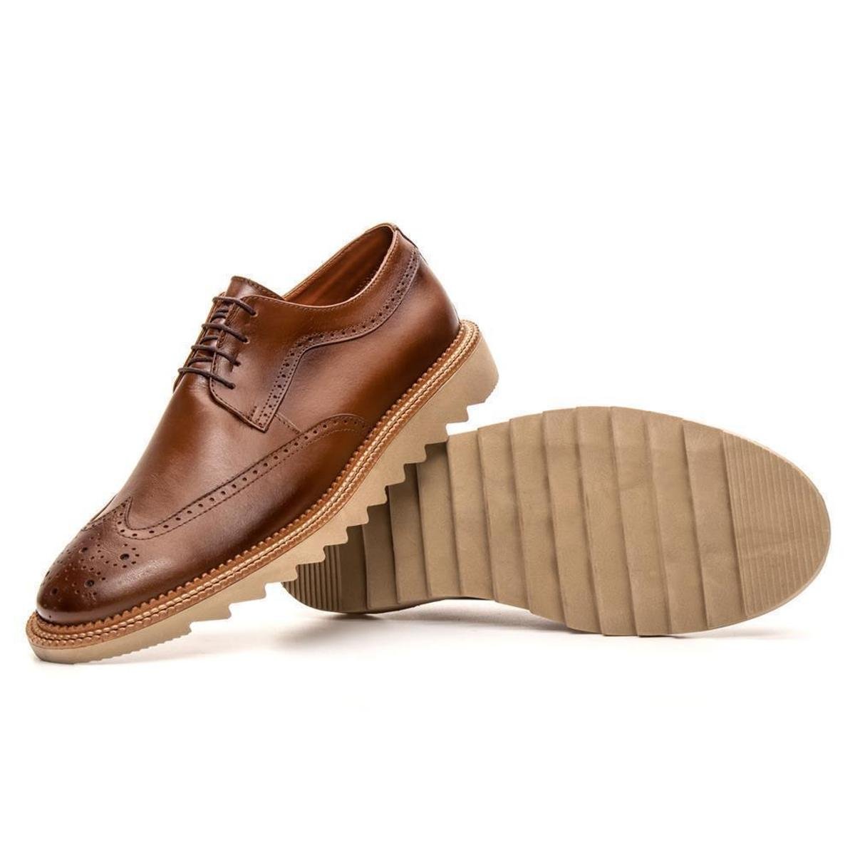 Sapato Masculino Derby Couro Tratorado Cadarço Conforto - Marrom | Netshoes