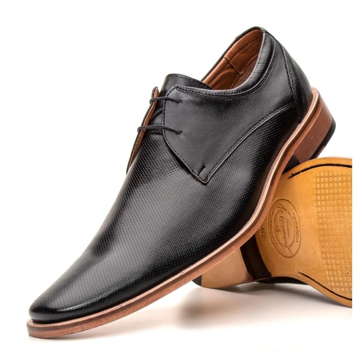 Sapato Masculino Social Moderno Casual Derby Loafer Em Couro - Preto ...