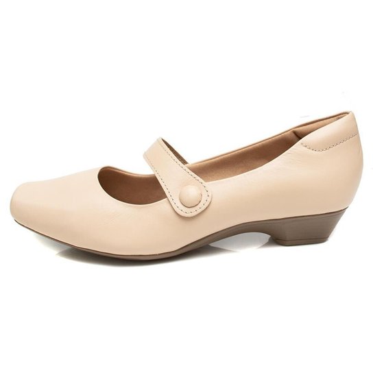 Sapato Pattini em Couro Boneca Nude 39 - Nude | Netshoes