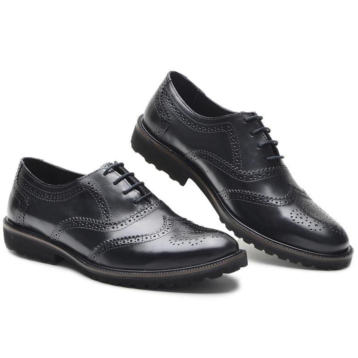 Sapato Social Casual Brogue Artesanal Em Couro Premium Sola EVA 5000 ...
