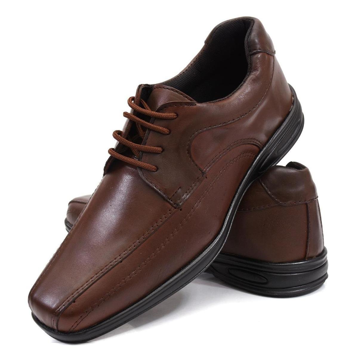 Sapato Social Masculino Conforto Couro Legitimo Verificado - Marrom ...