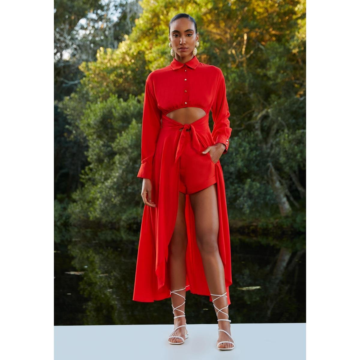 Short Evasê Alfaiataria Lança Perfume - Vermelho | Netshoes