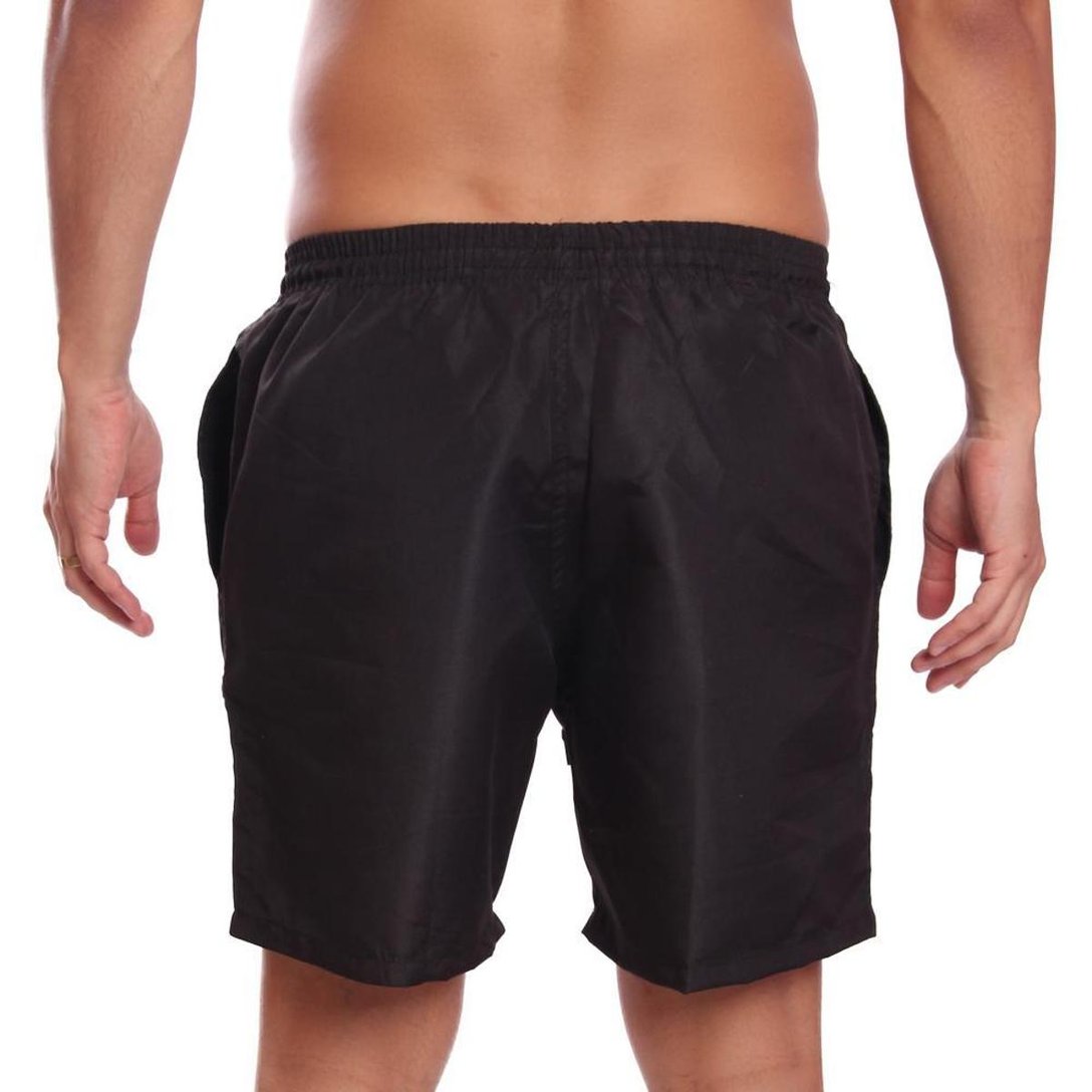 Short Masculino Básico Liso Bermuda Praia Mauricinho Tactel - Preto ...