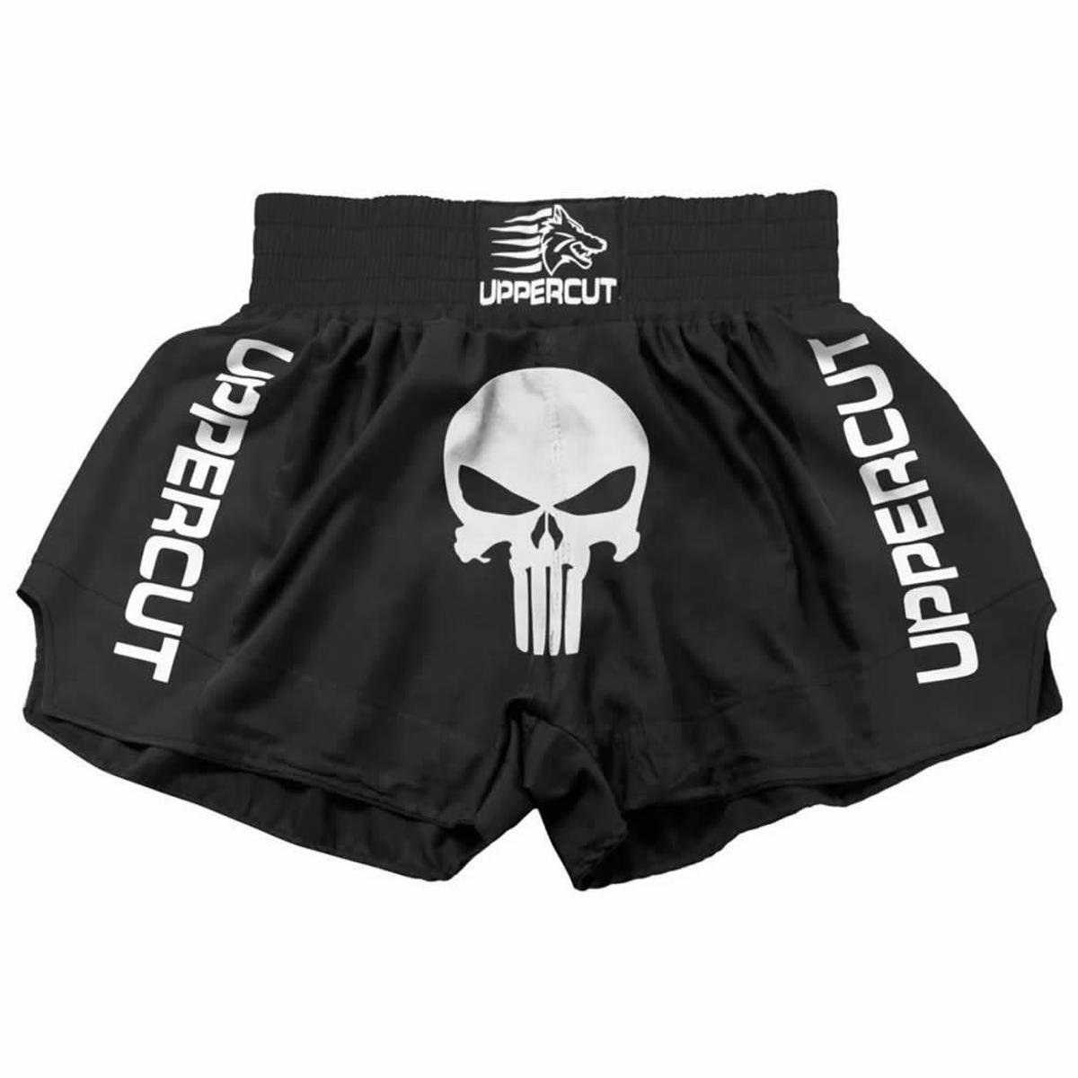 Short Muay Thai Kickboxing Caveira Premium - Todo Preto - Preto | Netshoes
