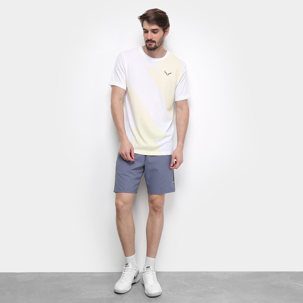Short Nike Court Dry 9IN Masculino - Cinza+Branco | Netshoes