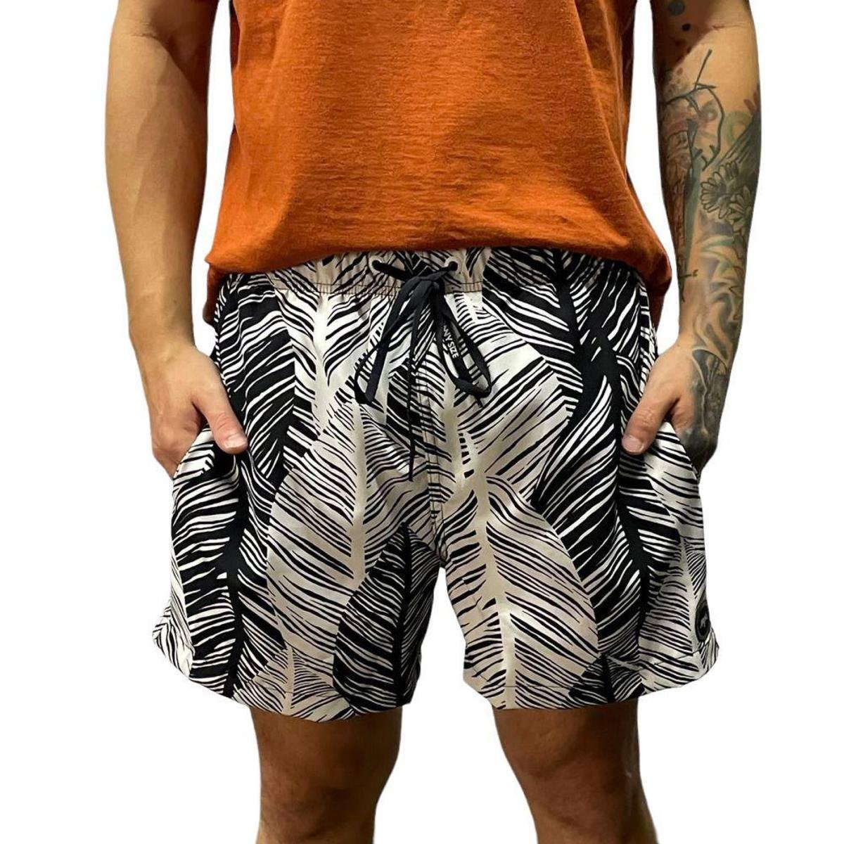 Short Voley Folhagem- Jonny Size - Branco | Netshoes