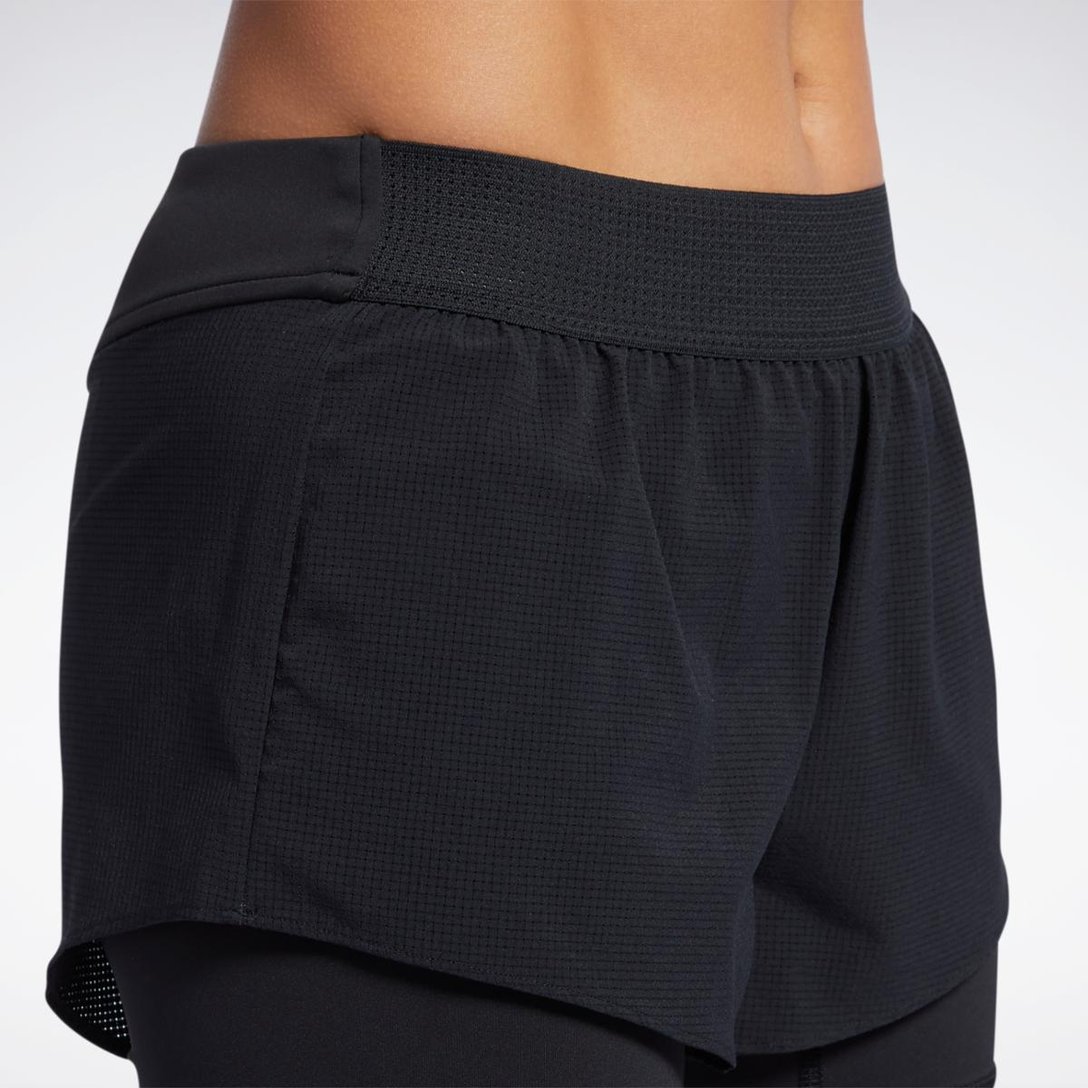 Shorts Reebok 2 Em 1 Treino Compressão Speedwick Feminino Preto