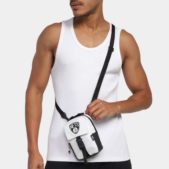 Shoulder Bag NBA Brooklyn Nets Masculina - Branco | Netshoes
