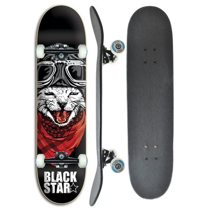 Skate completo Profissional Black Star Cat 7.8 - Preto | Netshoes