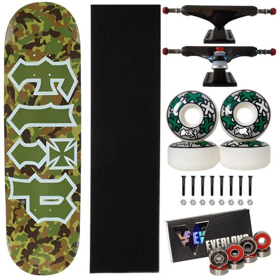 Skate Flip Profissional Montado Camufla 8.0 Next 53 Everlong - Verde ...