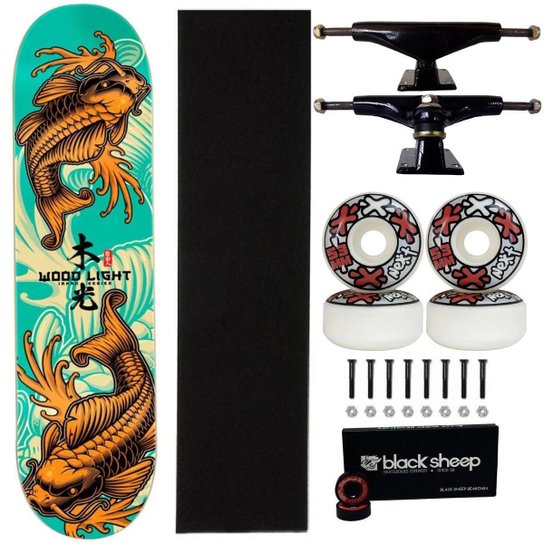 Skate Wood Light Fish 8.5 Montado Truck 149mm Next 53mm 101a - Vermelho ...