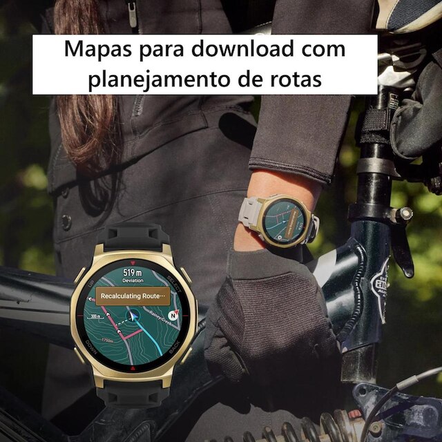 Smartwatch Amazfit TREX 3 PRO Gps Integrado, Tela Amoled, Titânio 48mm ...