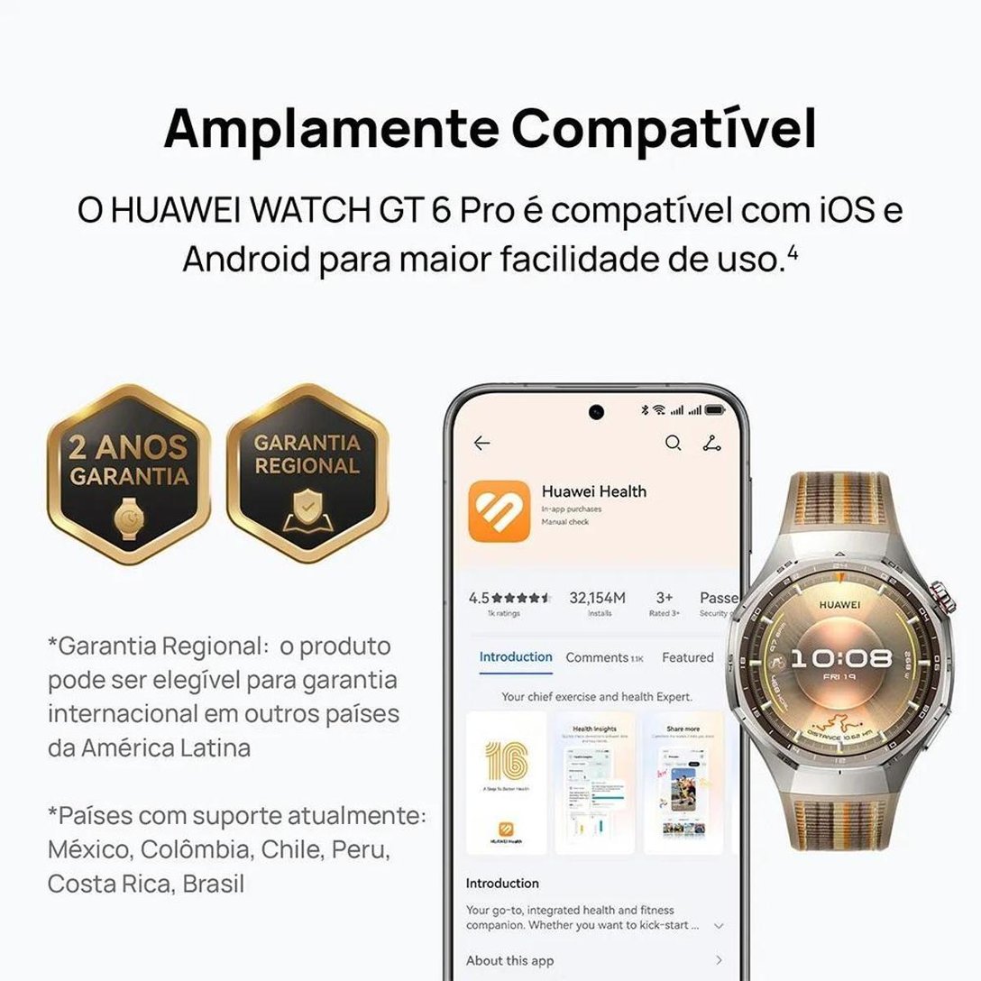 Smartwatch Huawei Watch GT6 Pro Titânio Amoled 46mm 21 dias bateria ...