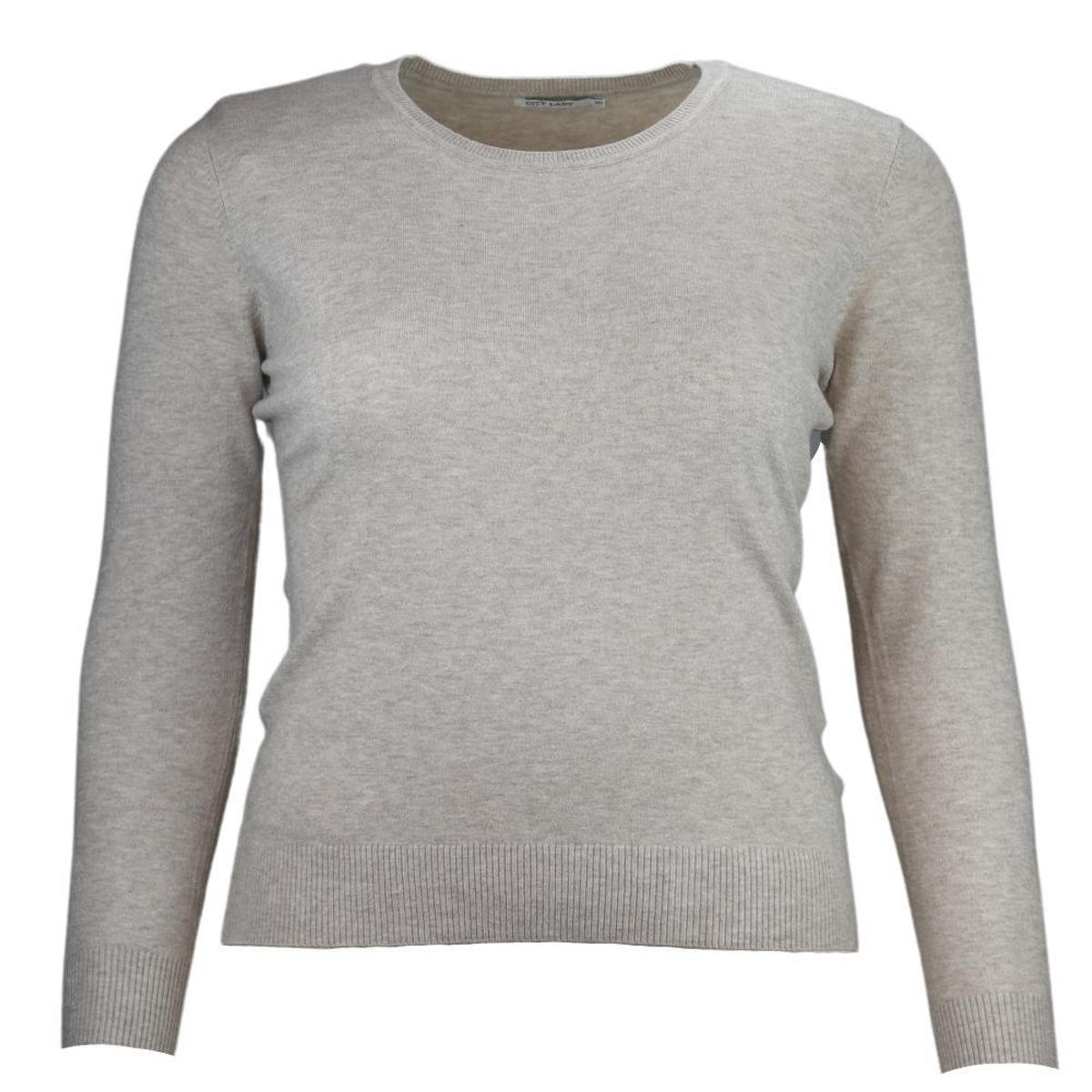 Suéter Básico City Lady Modal Gola Redonda Feminino Plus Size - Kaki ...
