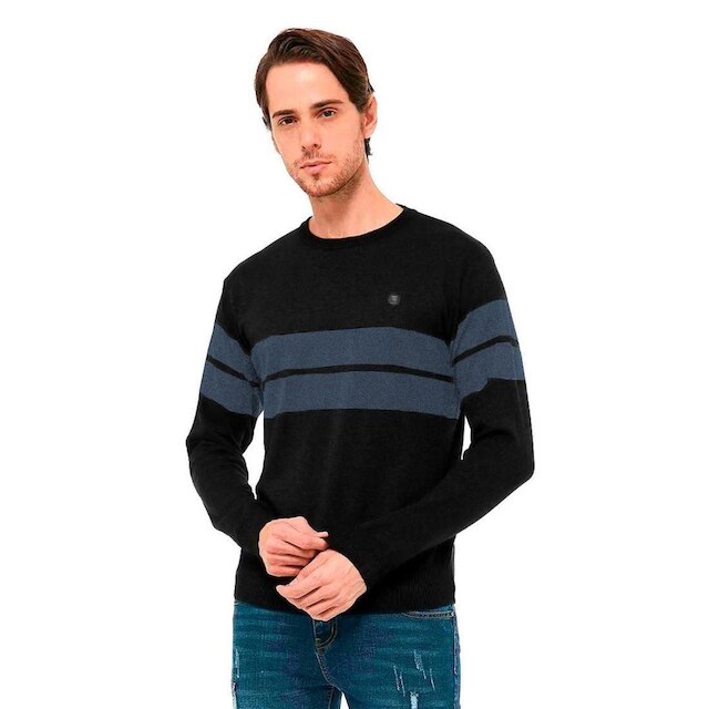 Suéter Masculino Red Nose Tricot Faixas - Preto | Netshoes