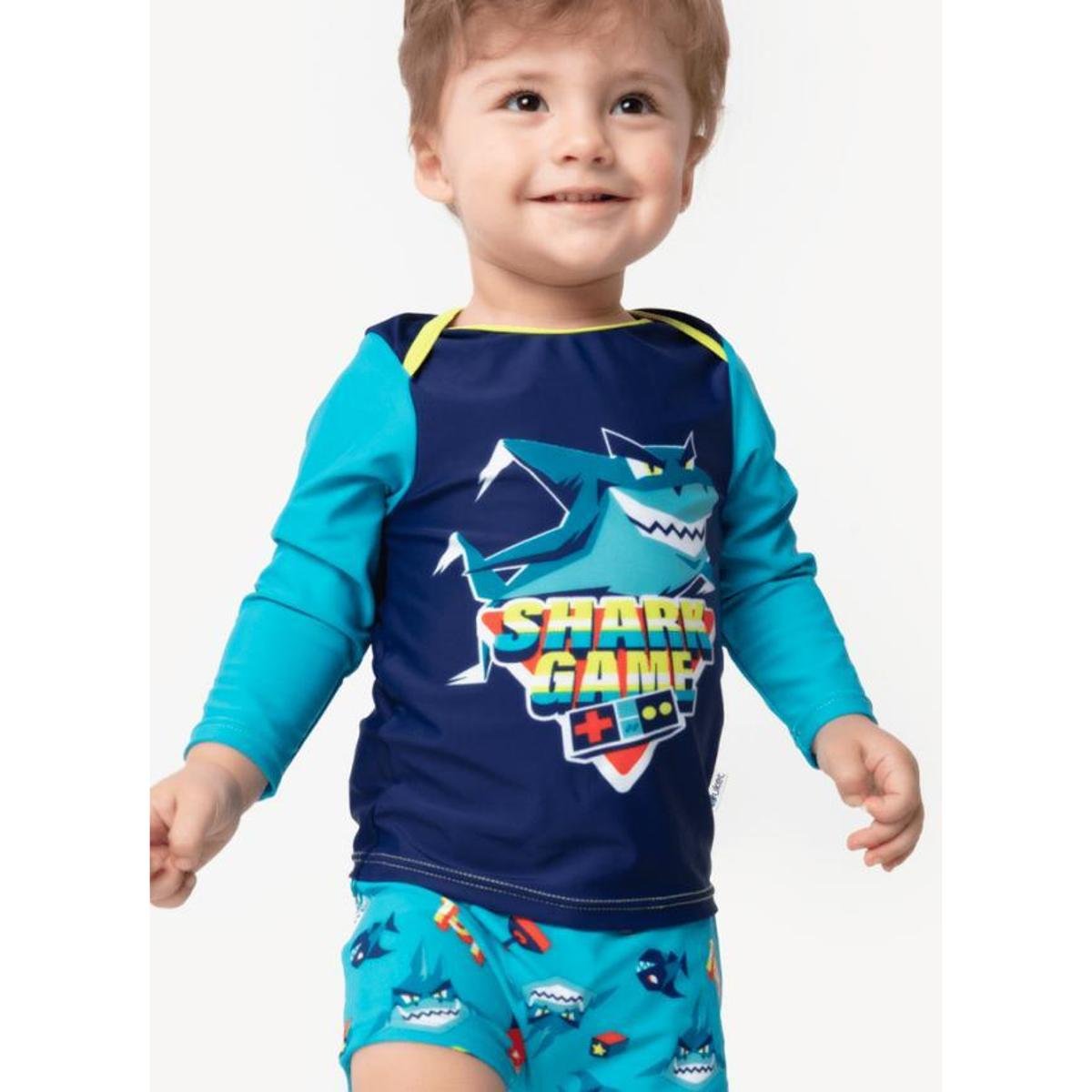 Sunga Boxer Bebê Menino Tubarão Gamer Puket - Azul | Netshoes