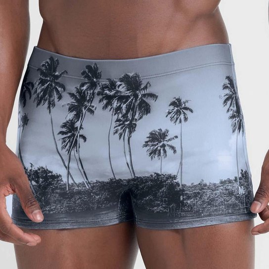 Sunga Boxer Estampada Com Paisagem - Preto | Netshoes